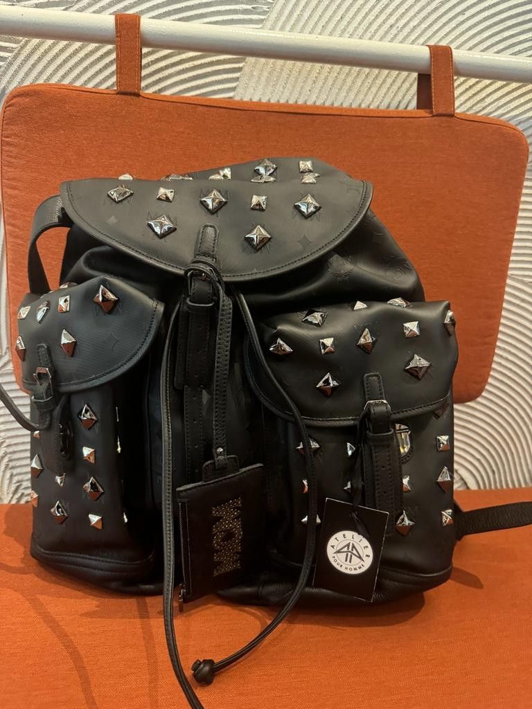 Limited Edition MCM Studded Bagpack, Luxury, Bags & Wallets on Carousell