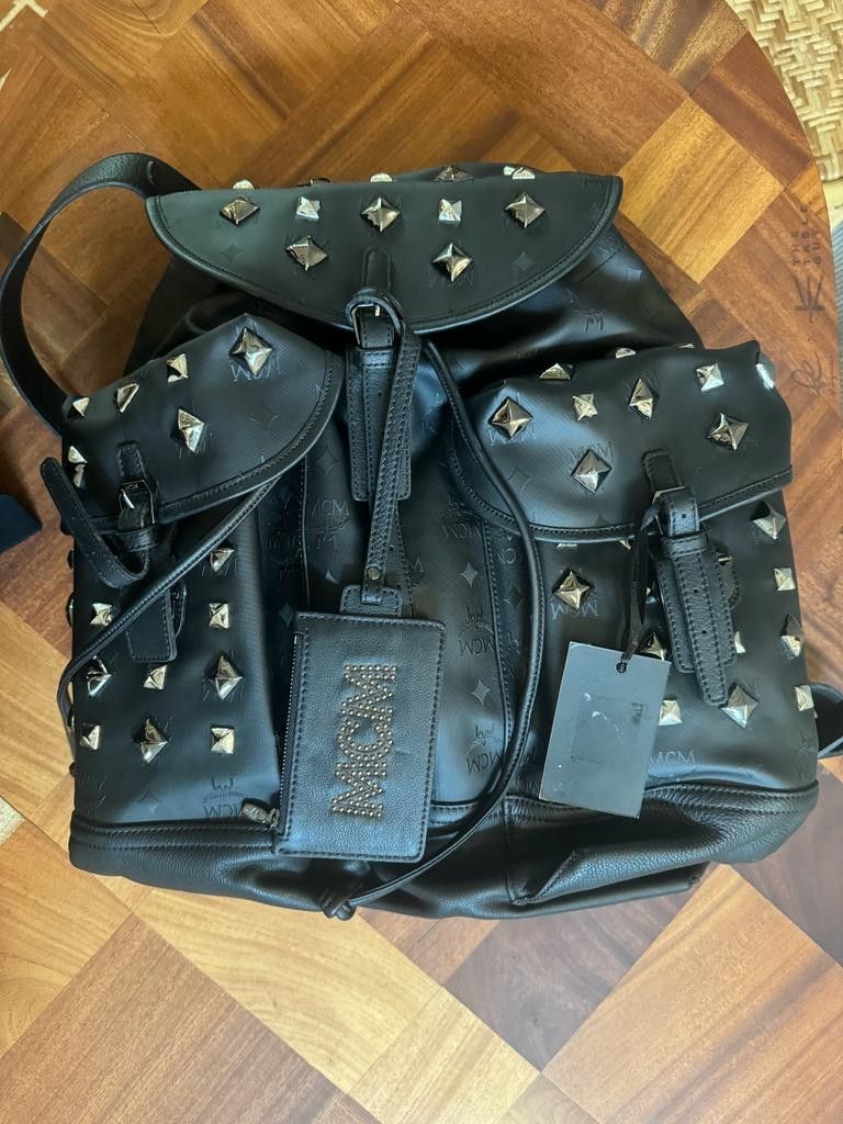 Limited Edition MCM Studded Bagpack, Luxury, Bags & Wallets on Carousell
