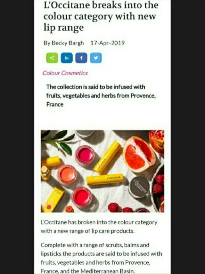L'occitane En Provence Intense Fruity Lipstick in Sunset Walk with ...