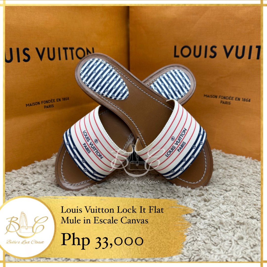 Louis Vuitton Lock It Flat Mule in Escale Canvas, Luxury, Sneakers ...