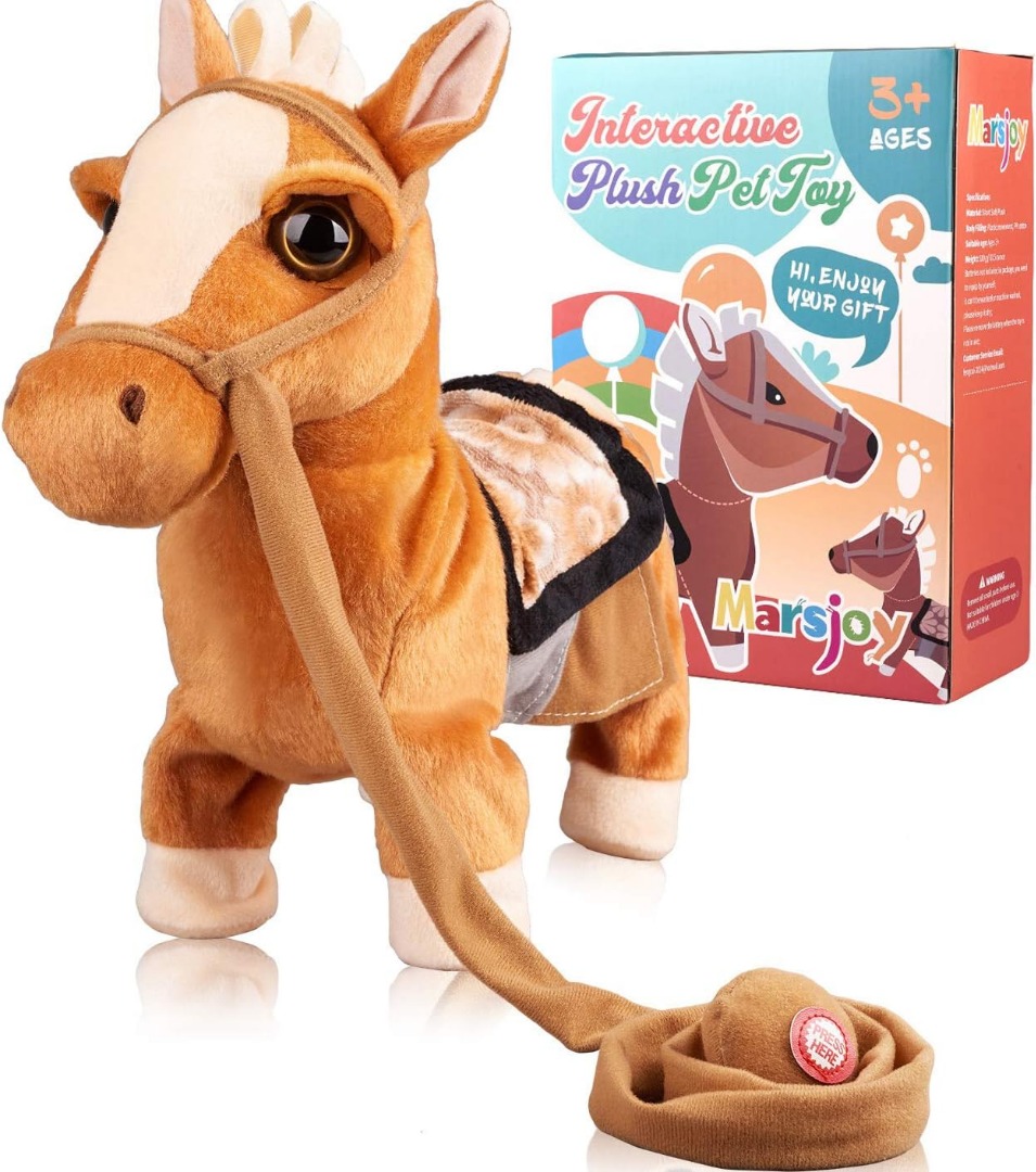 Marsjoy Walking Pony Toy Musical Singing Dancing Plush Interactive Pony ...