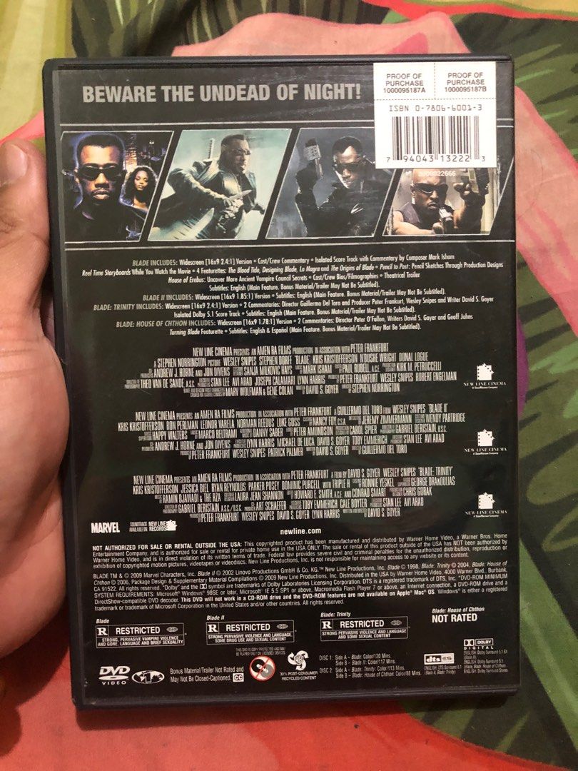 Marvels Blade complete film set dvd collection, Hobbies & Toys, Music ...
