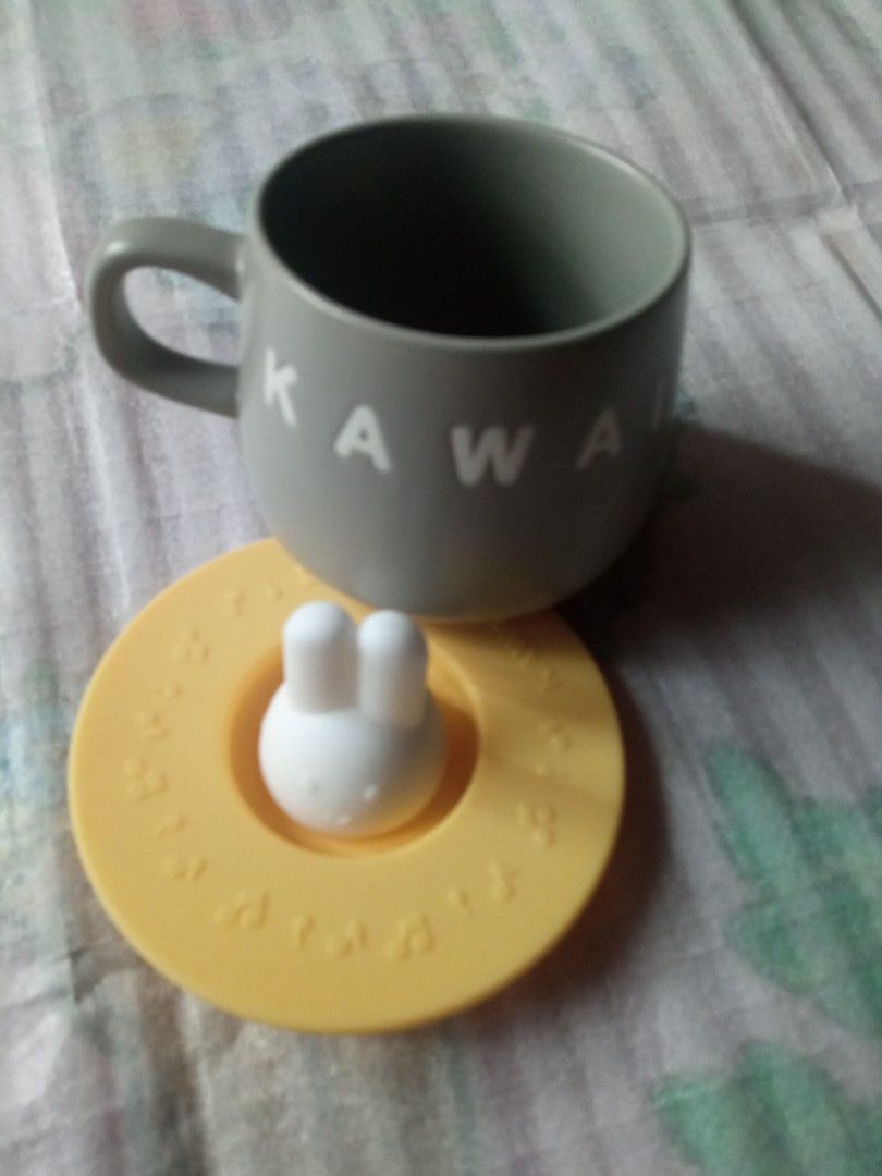 Miffy Kawai Mug with silicone lid, Furniture & Home Living, Kitchenware ...