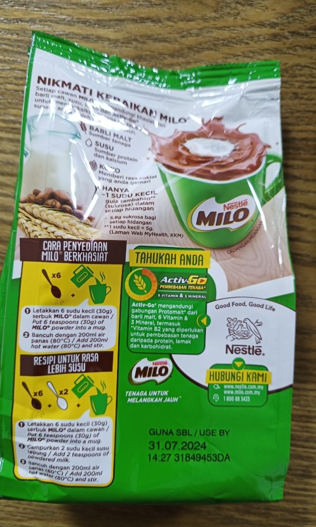 Milo powder 400g x 4 packets, Food & Drinks, Beverages on Carousell