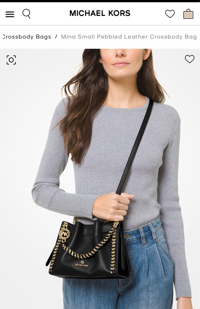 MK MICHAEL KORS Mina Small Pebbled Leather Crossbody Bag, Luxury, Bags & Wallets on Carousell