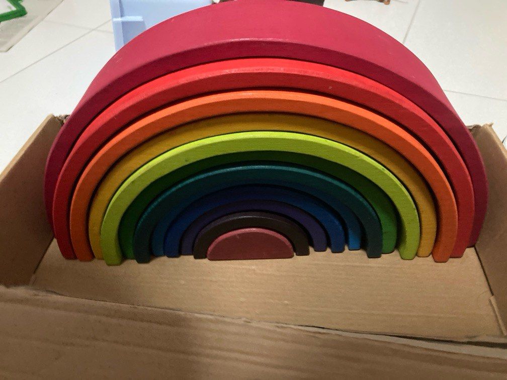 Montessori Wooden Rainbow stacker, Babies & Kids, Infant Playtime on ...