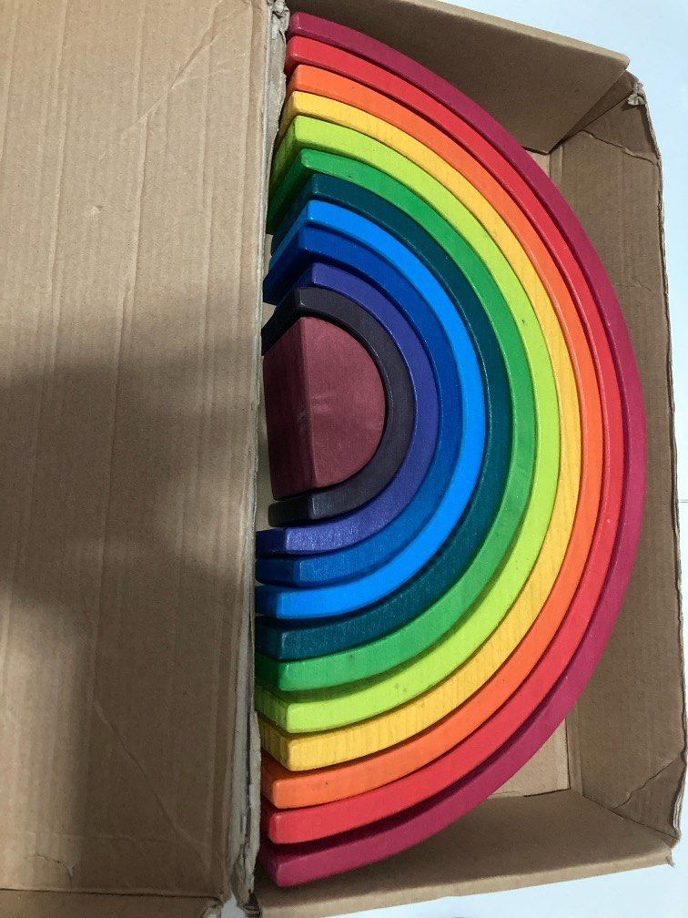 Montessori Wooden Rainbow stacker, Babies & Kids, Infant Playtime on ...