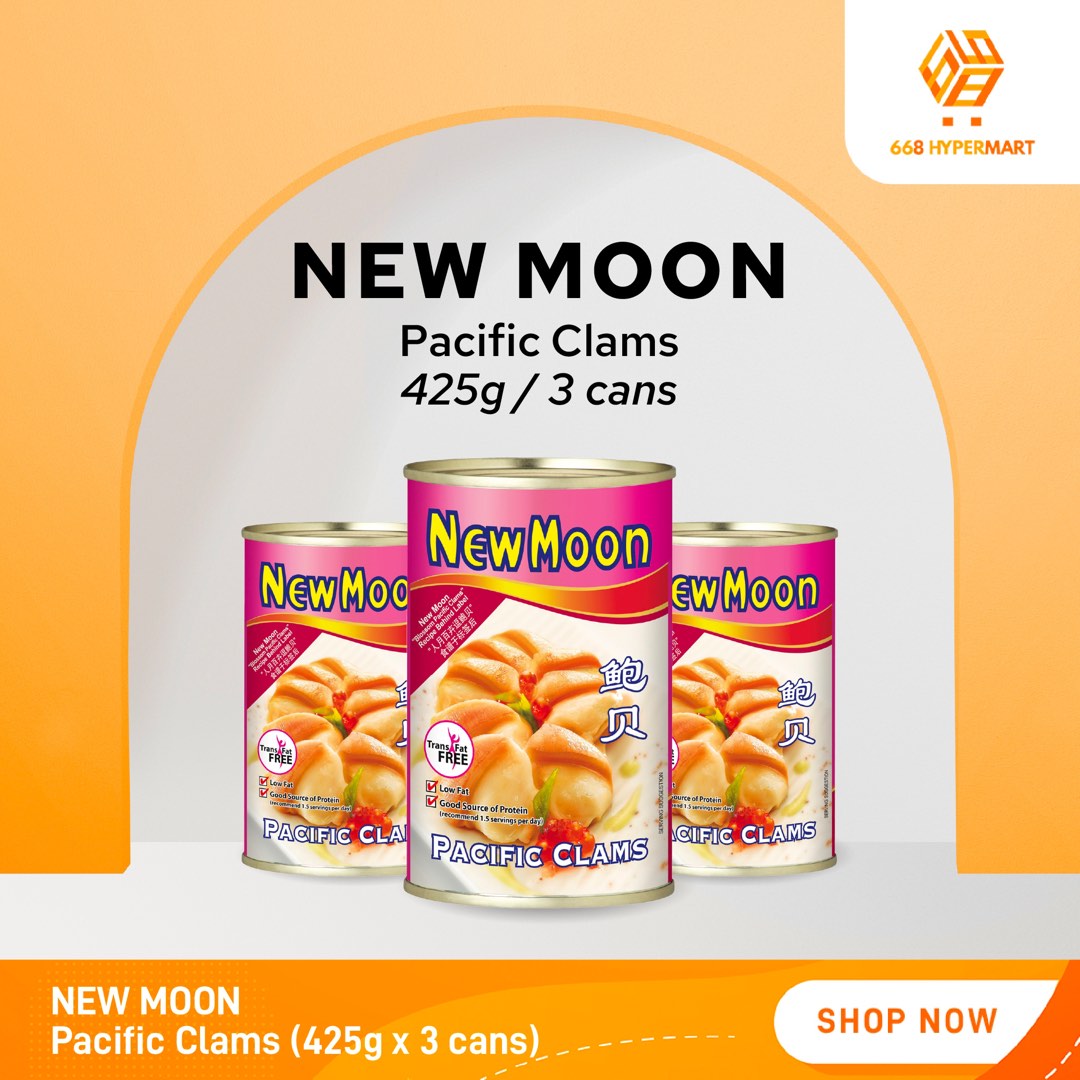New Moon Pacific Clam 425G [ 2027 Long Expiry ], Food & Drinks, Packaged & Instant Food on Carousell