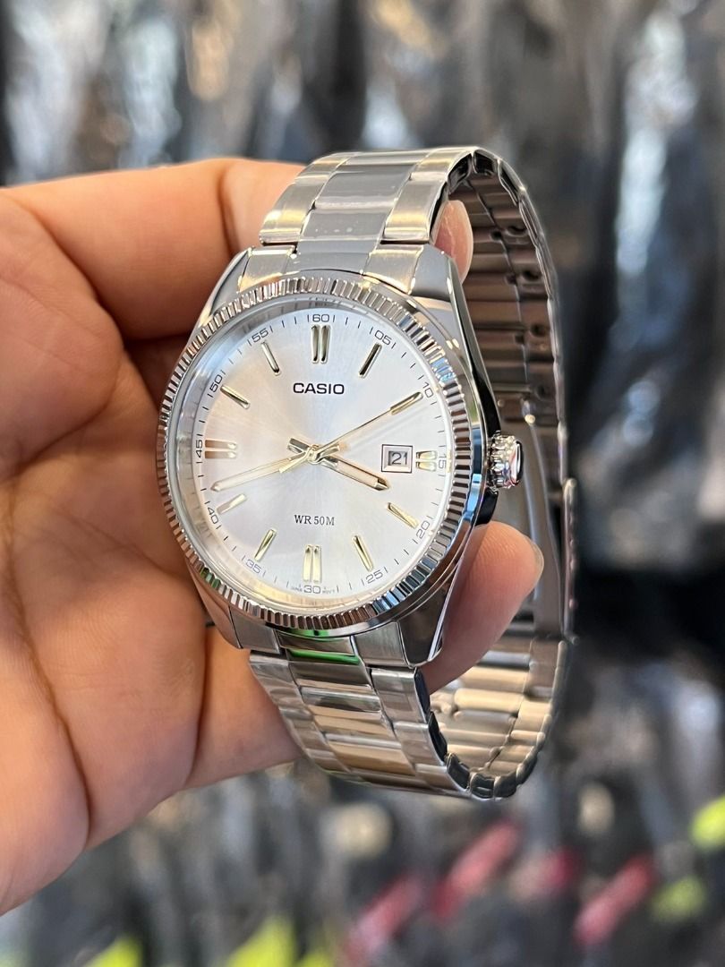 ORIGINAL CASIO Analog White Dial Rose Gold Stick Stainless Steel Men's ...