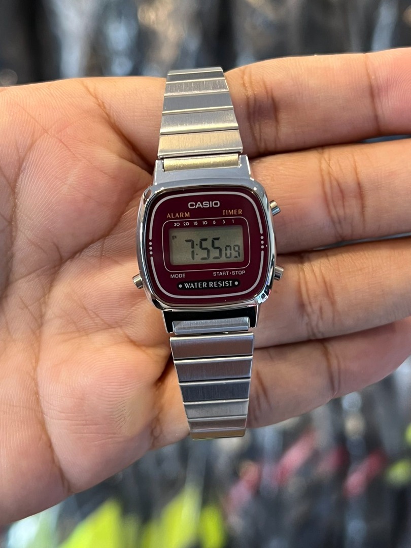 ORIGINAL CASIO Digital Maroon Dial Ladies Watch LA670WA-4DF, Women's ...