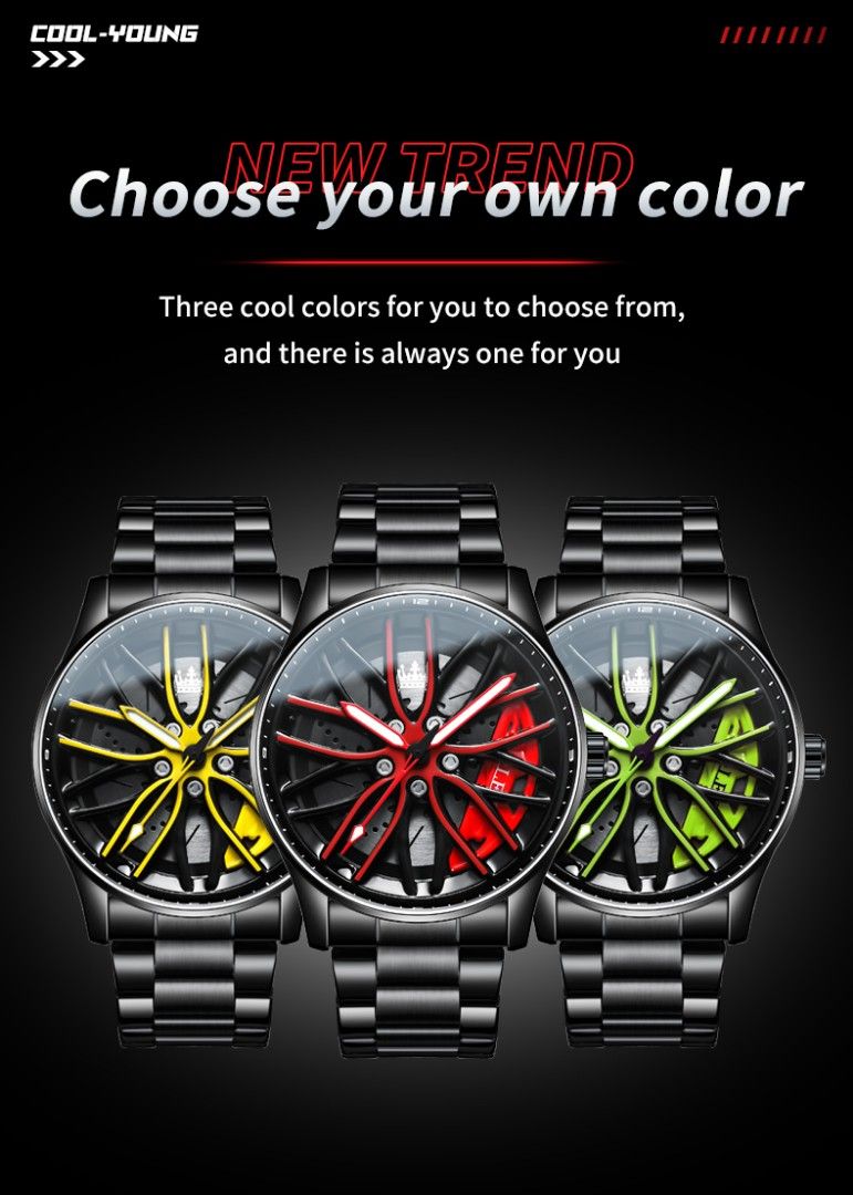 OLEVS 3D Wheel Hub Watch, Luxury, Watches on Carousell