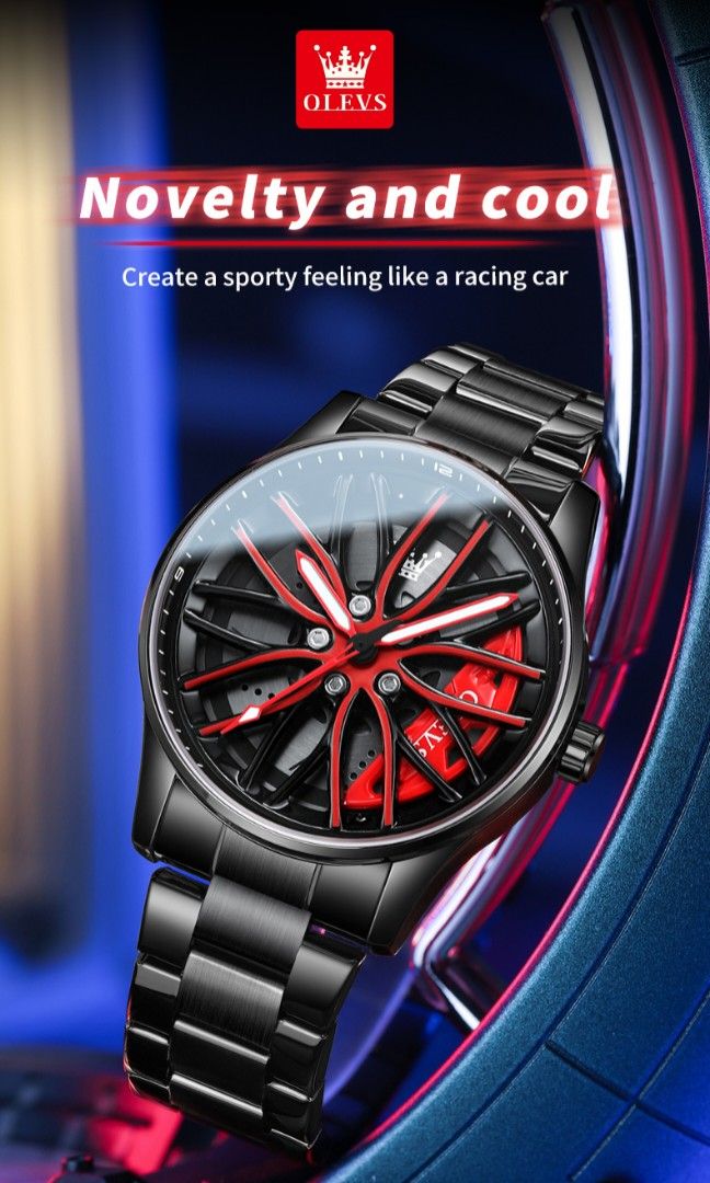 OLEVS 3D Wheel Hub Watch, Luxury, Watches on Carousell