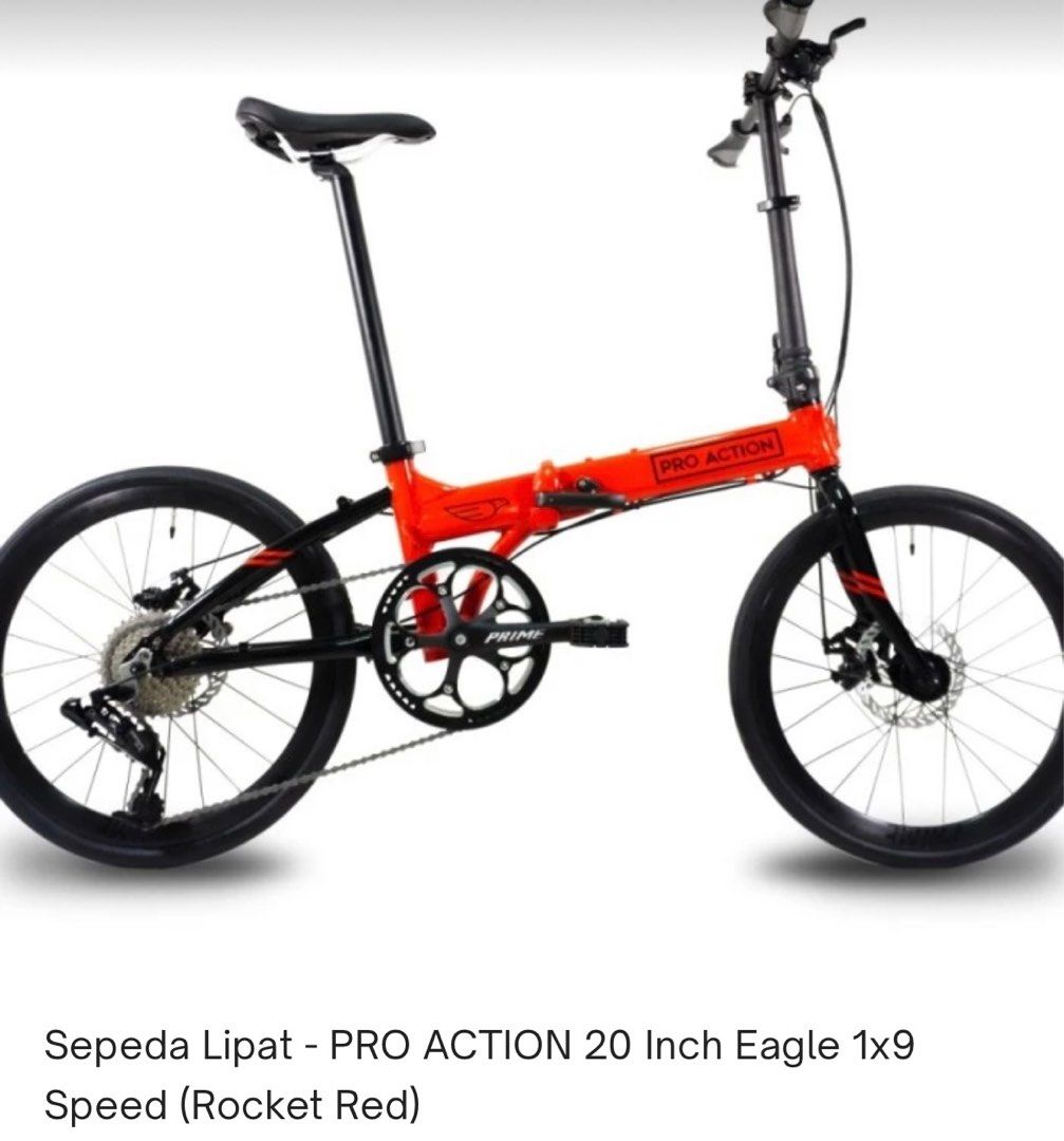 Pro action bicycle folding Eagle Series 1x9 Speed 20inch Rocket Red ...