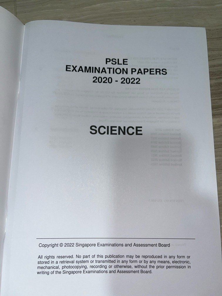 PSLE 2020-2022 Examinations Question Primary 6 Science, Hobbies & Toys ...