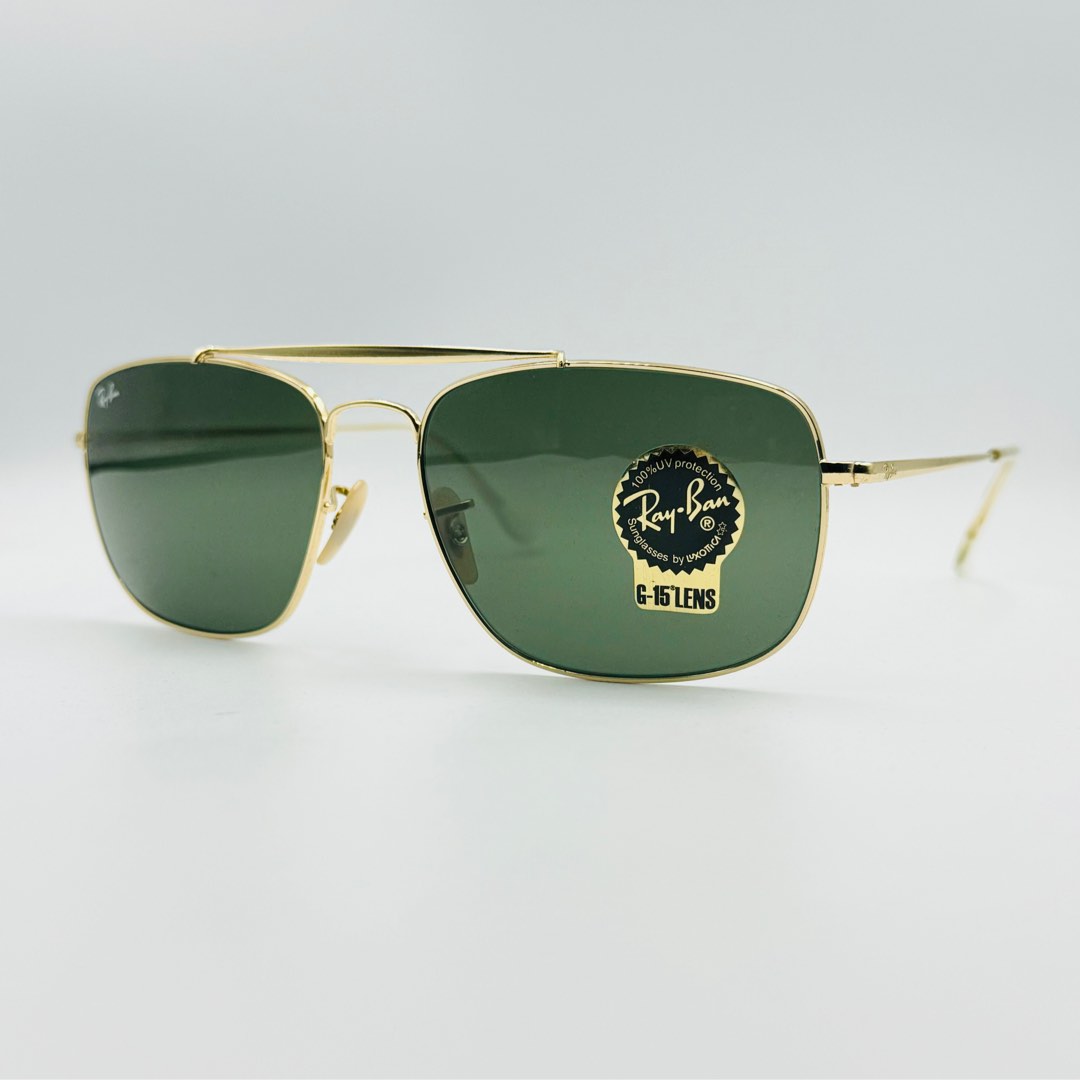 Rayban RB3560 001 The Colonel Gold w/ Green G-15, Men's Fashion ...