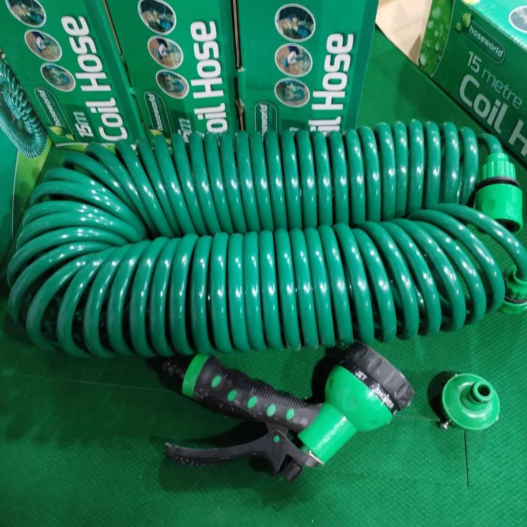 Retractable Spring Water Hose 15M Retractable with Spray Gun, Furniture ...