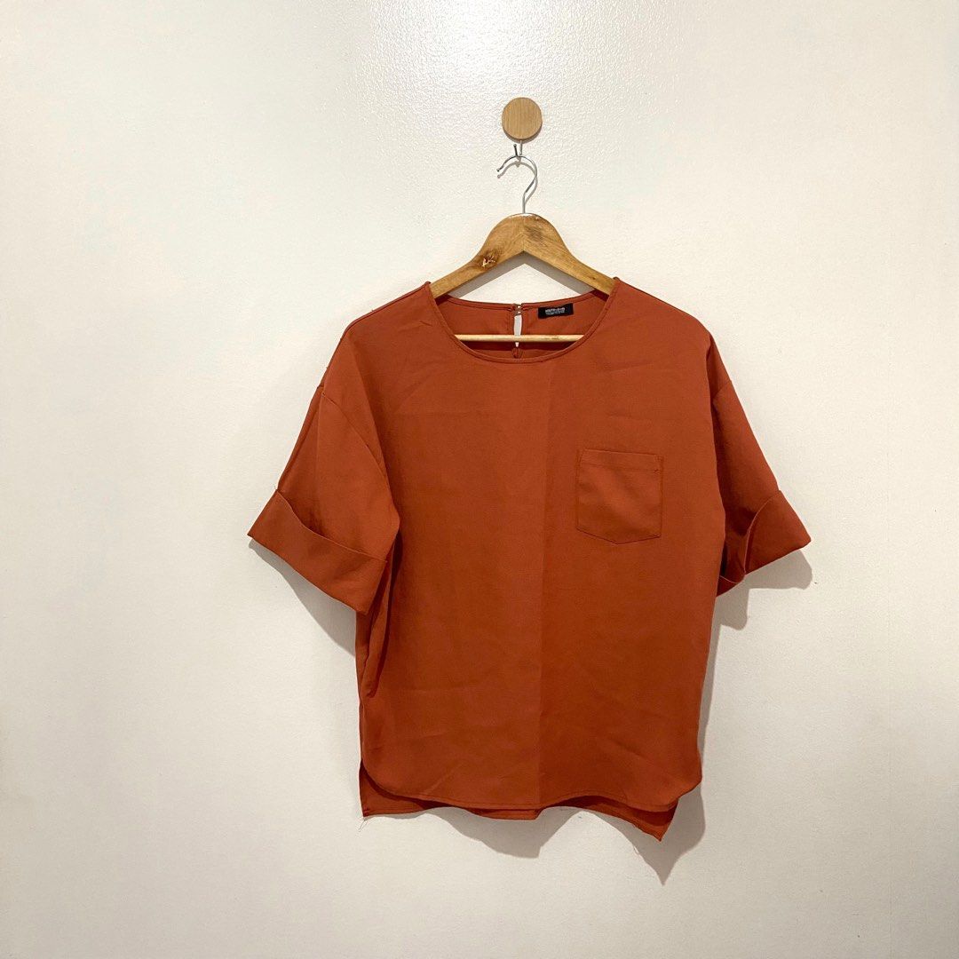 Rust Color Blouse, Women's Fashion, Tops, Blouses on Carousell