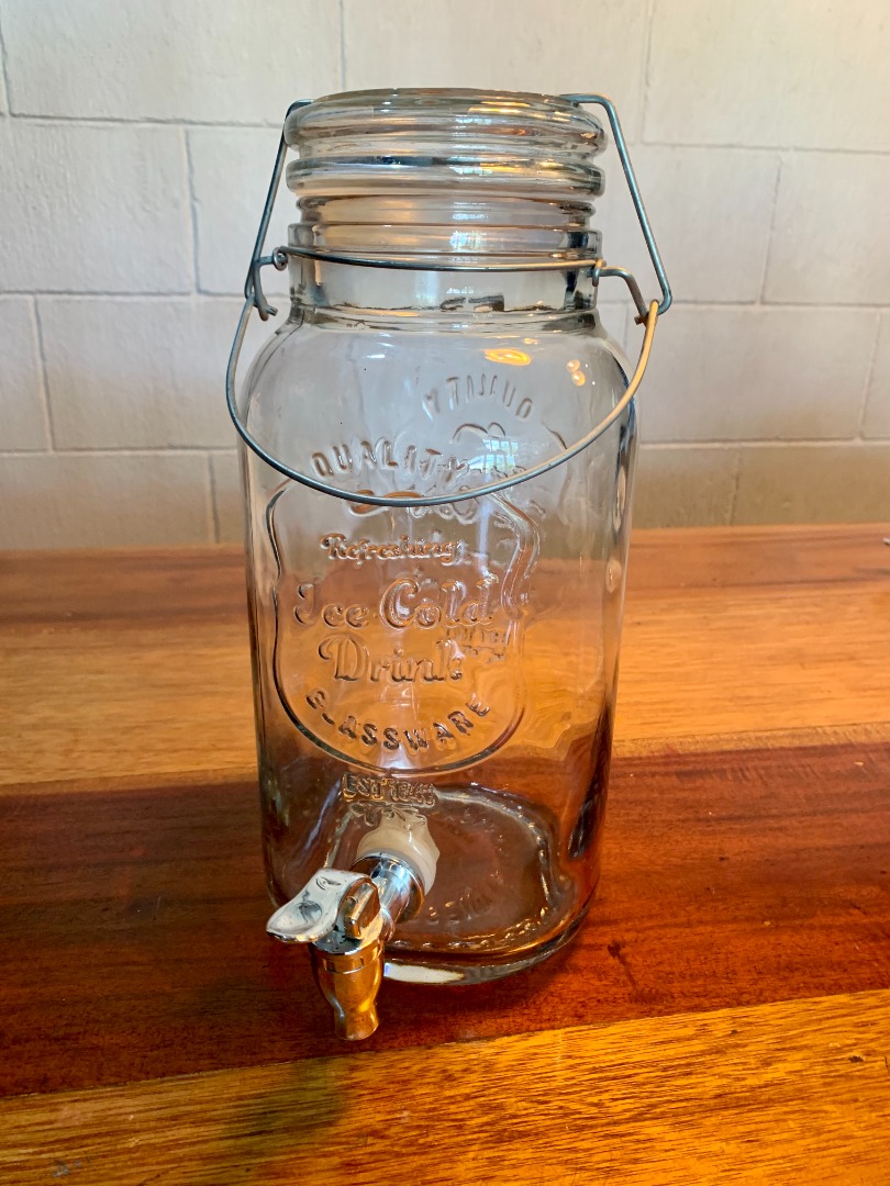 Rustic Beverage Jar Dispenser with Faucet, Furniture & Home Living ...