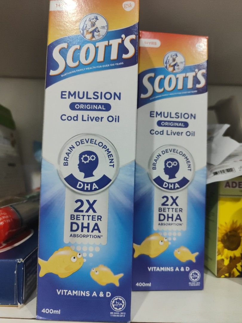 Scott's emulsion cod liver oil, Health & Nutrition, Health Supplements ...