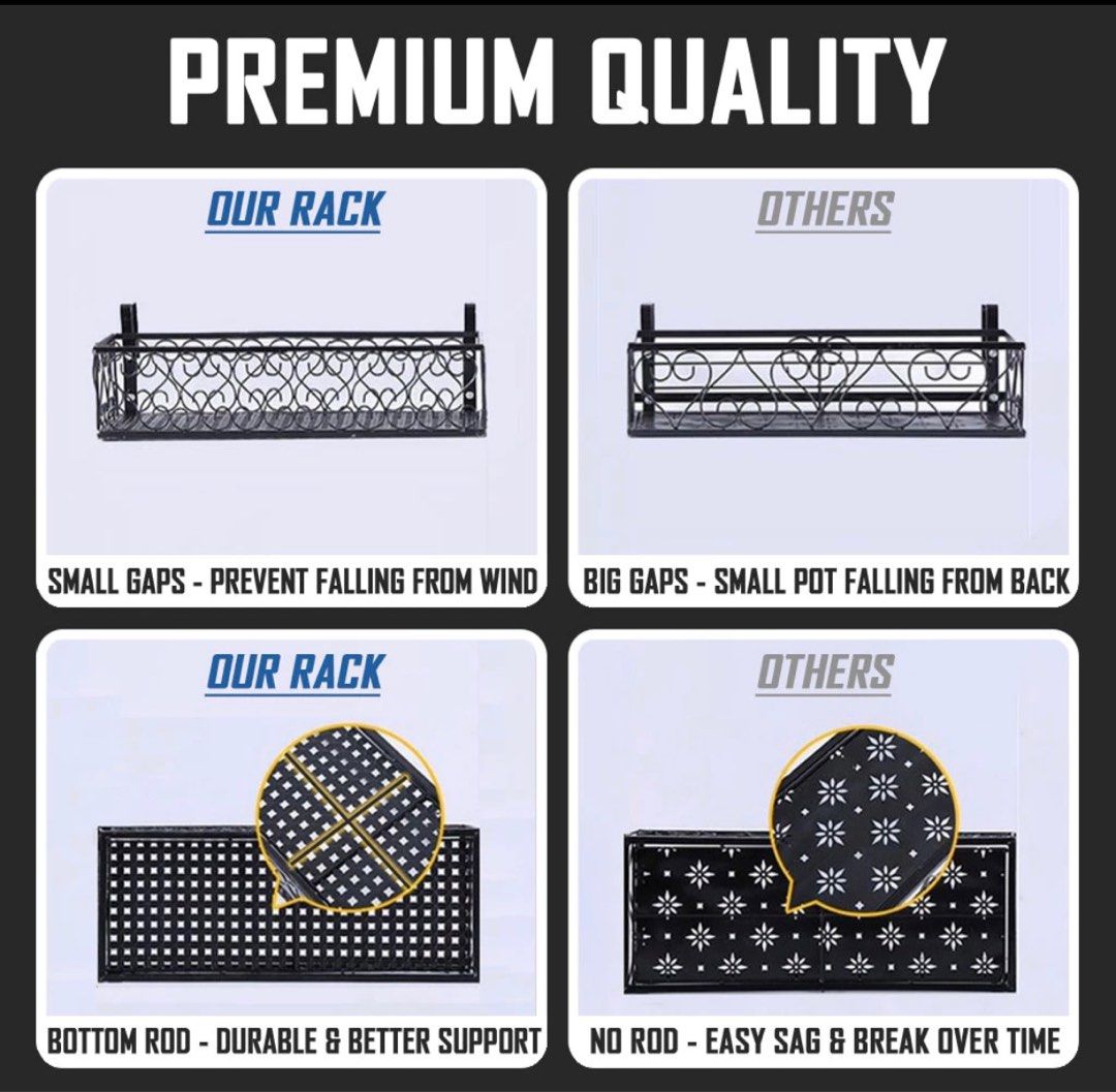 SG Corridor Flower Pot Plant Hanging Rack - Balcony Garden Metal ...