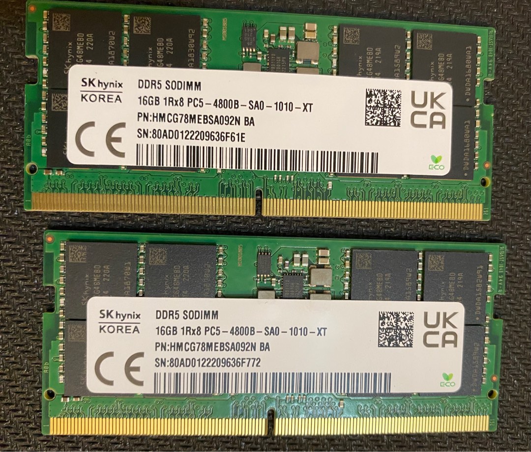 Sk hynix ddr5 4800 16GB x 2, 電腦＆科技, 電腦周邊及配件, 電腦周邊產品 - Carousell