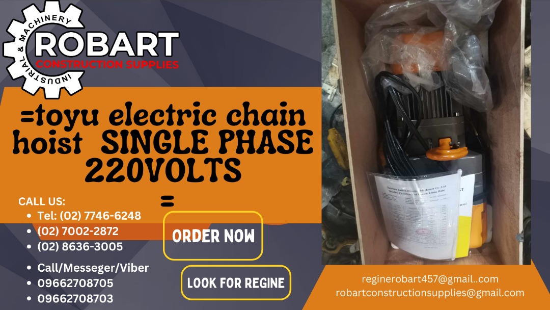 =toyu electric chain hoist SINGLE PHASE 220VOLTS =, Commercial ...