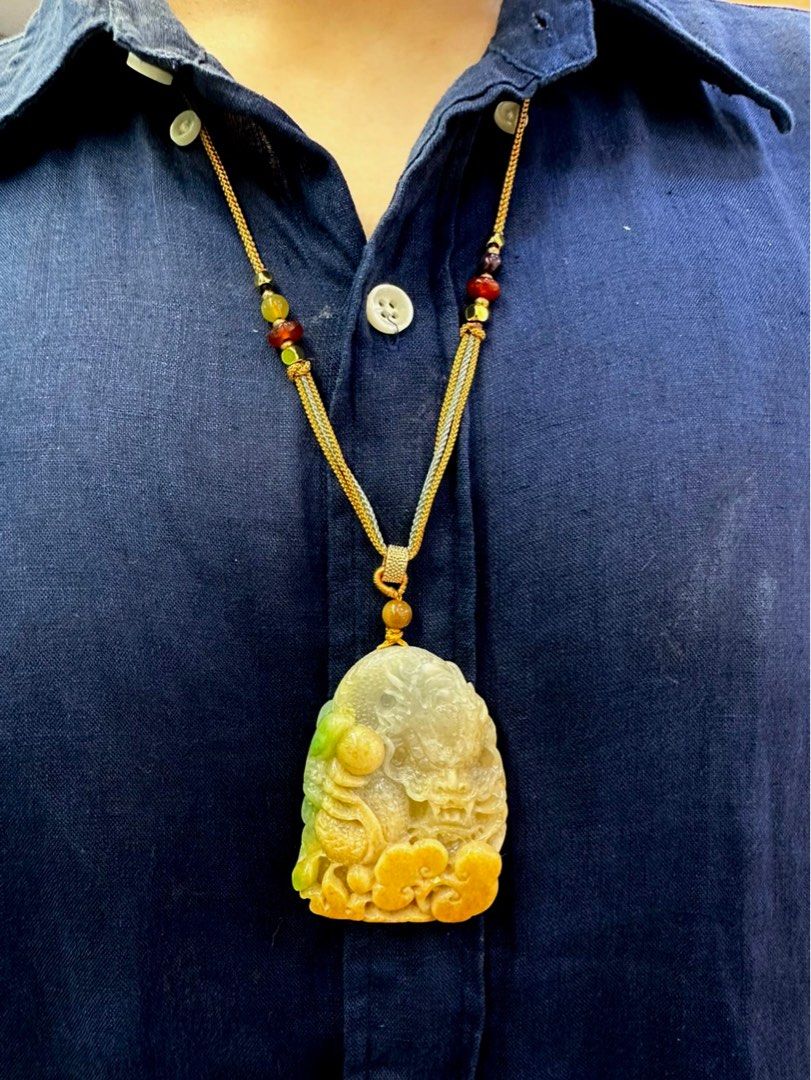 Tricoloured Jade Amulet, Luxury, Accessories on Carousell