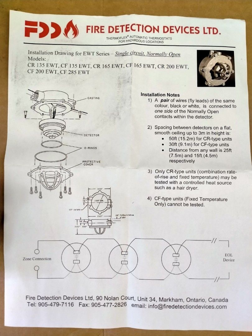 UL listed Explosion Proof Fire Alarm Heat Detector, 135 degrees F fixed ...