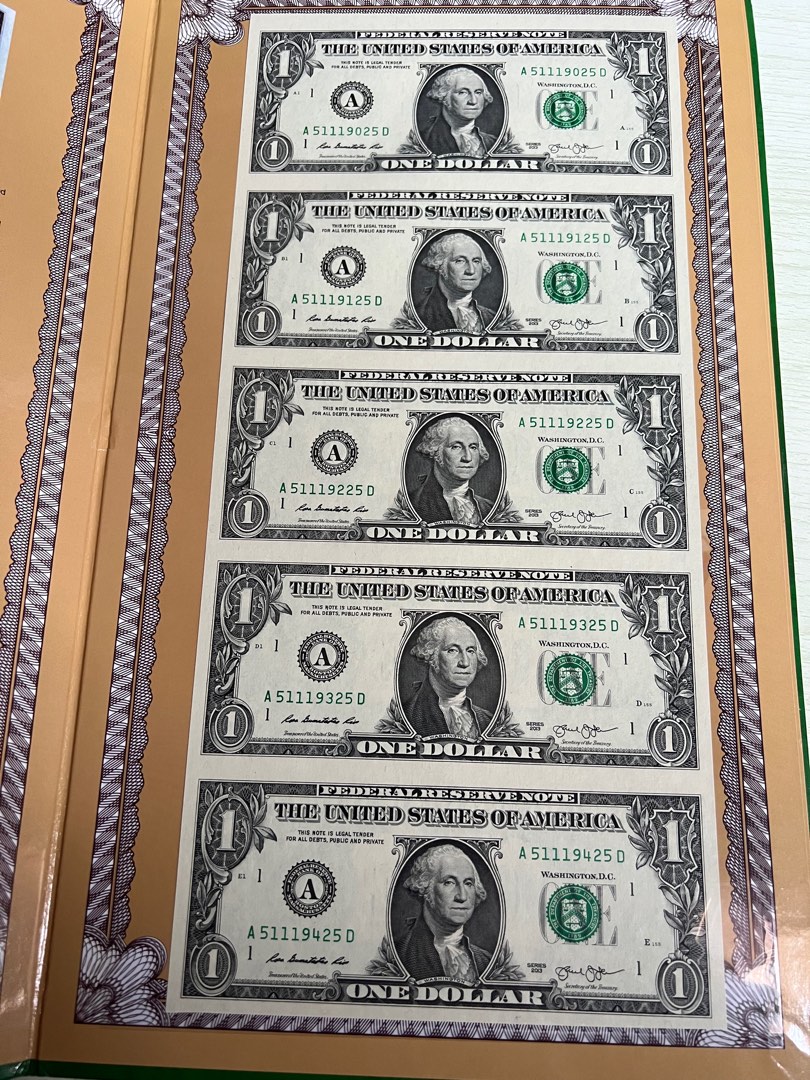 USD One Dollar Uncut Sheet, Hobbies & Toys, Memorabilia & Collectibles ...