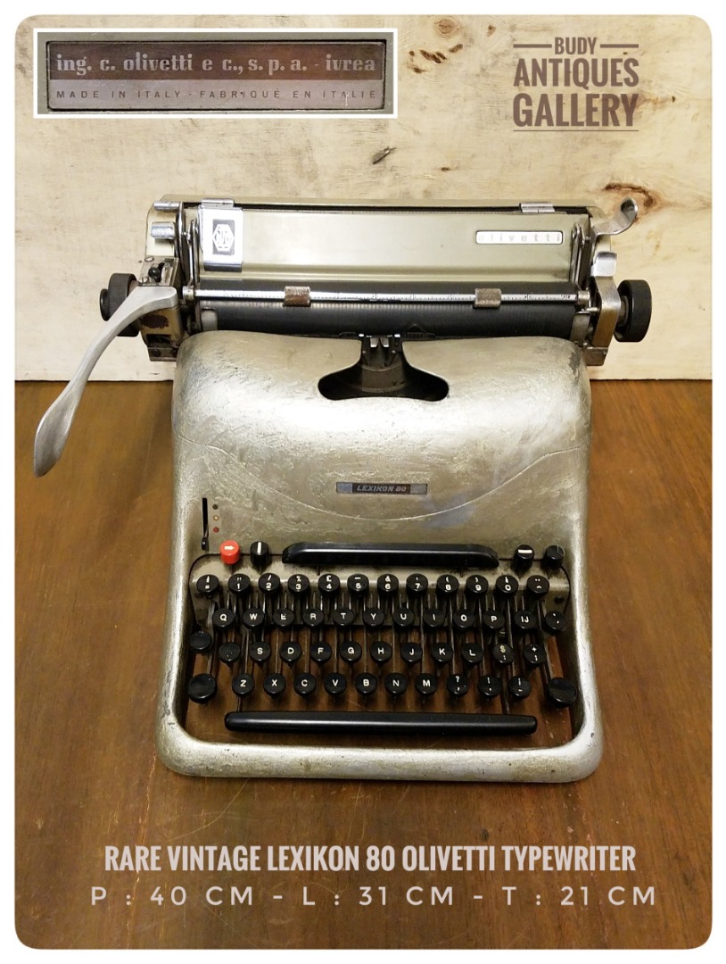 Vintage Lexikon 80 Olivetti Typewriter Made In Italy, Buku & Alat Tulis ...