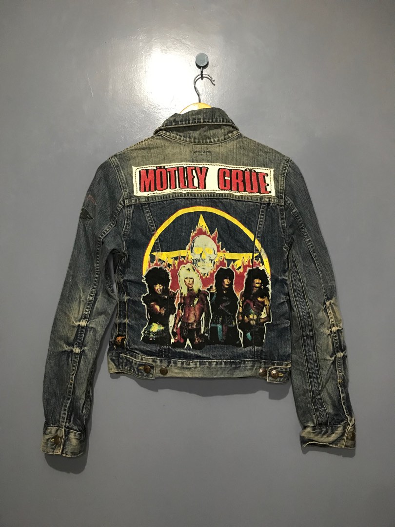 Vintage Motley Crue Denim Jacket, Women's Fashion, Coats, Jackets and ...