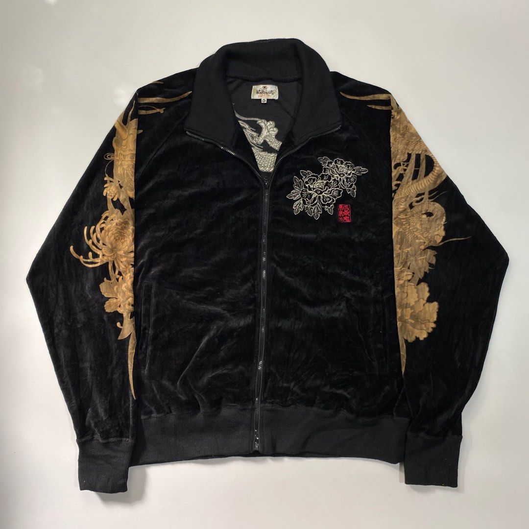 Vintage Velour Velvet Sukujan Japanese Track Jacket, Men's Fashion ...