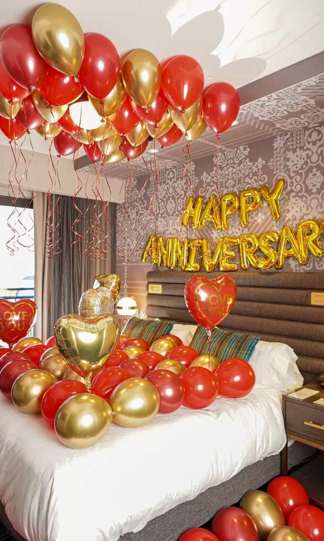 Wedding anniversary helium balloons party decoration surprise setup ...