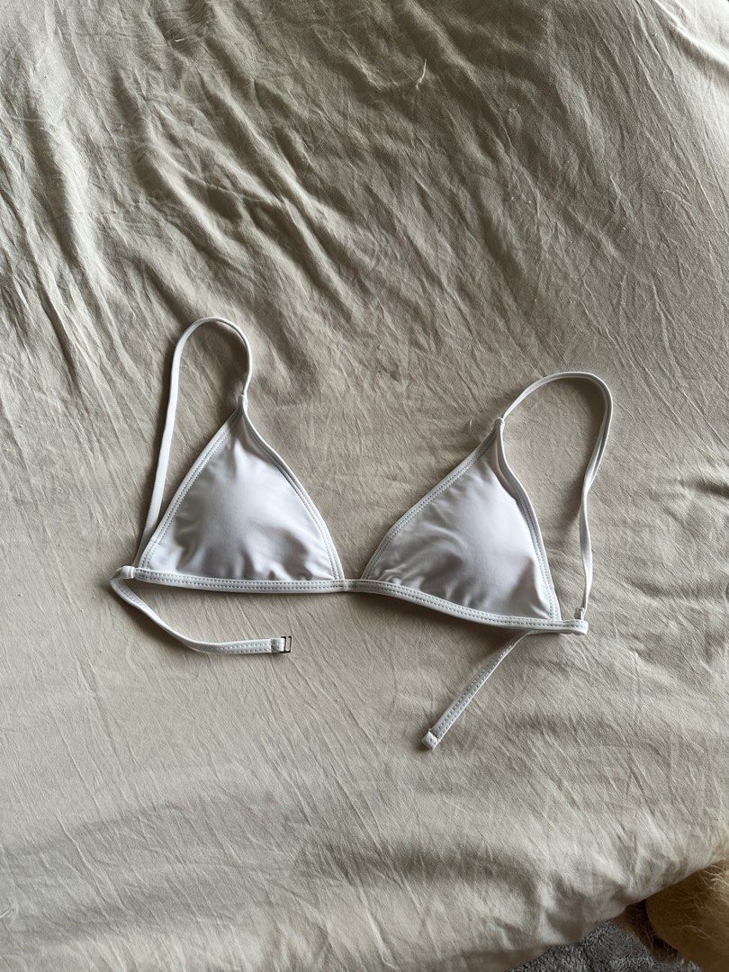 White Triangle Bikini Top, Women's Fashion, Swimwear, Bikinis ...