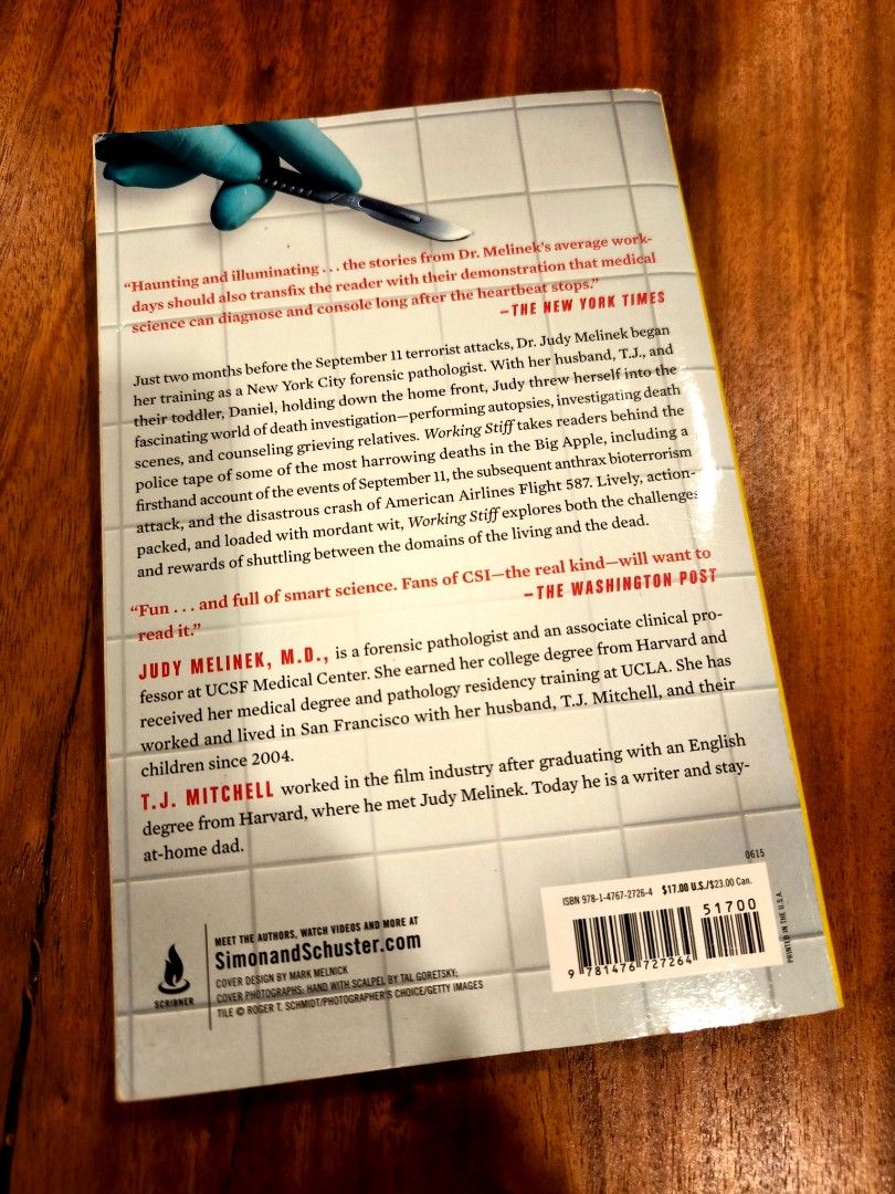 Working Stiff Book By Judy Melinek T J Mitchell, Hobbies & Toys, Books ...