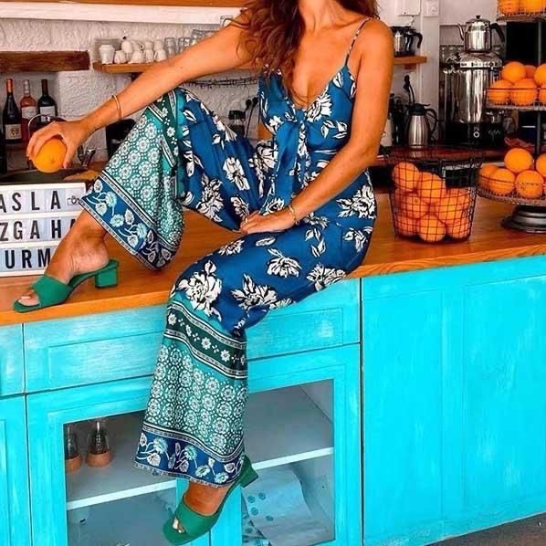 ZARA Indefeir Blue Multicolored Jumpsuit, Women's Fashion, Dresses ...