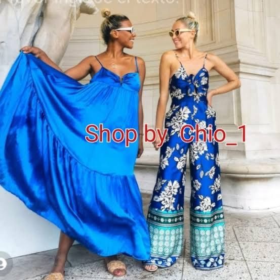 ZARA Indefeir Blue Multicolored Jumpsuit, Women's Fashion, Dresses ...