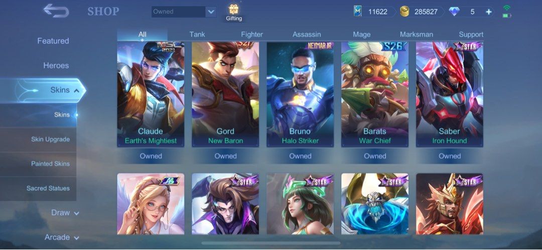253 SKINS, LEGEND FRANCO, 19 EPIC SKINS, 3 ZODIAC: HILDA, BADANG ...