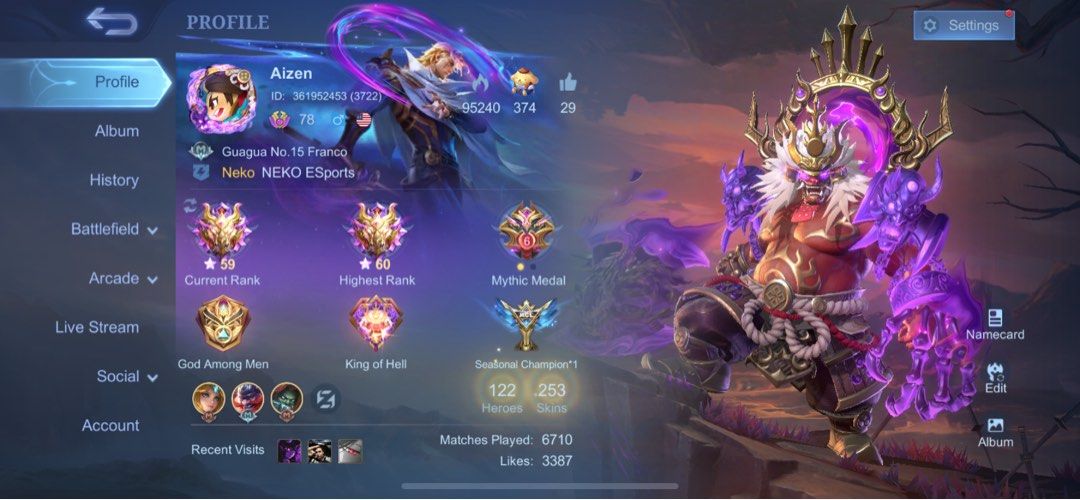 253 SKINS, LEGEND FRANCO, 19 EPIC SKINS, 3 ZODIAC: HILDA, BADANG ...