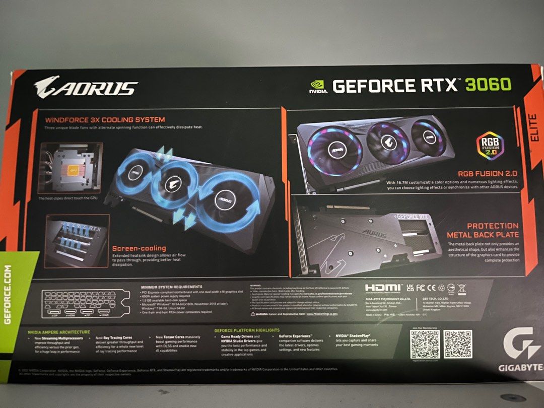 Aorus RTX 3060 Elite 12G, Computers & Tech, Parts & Accessories ...