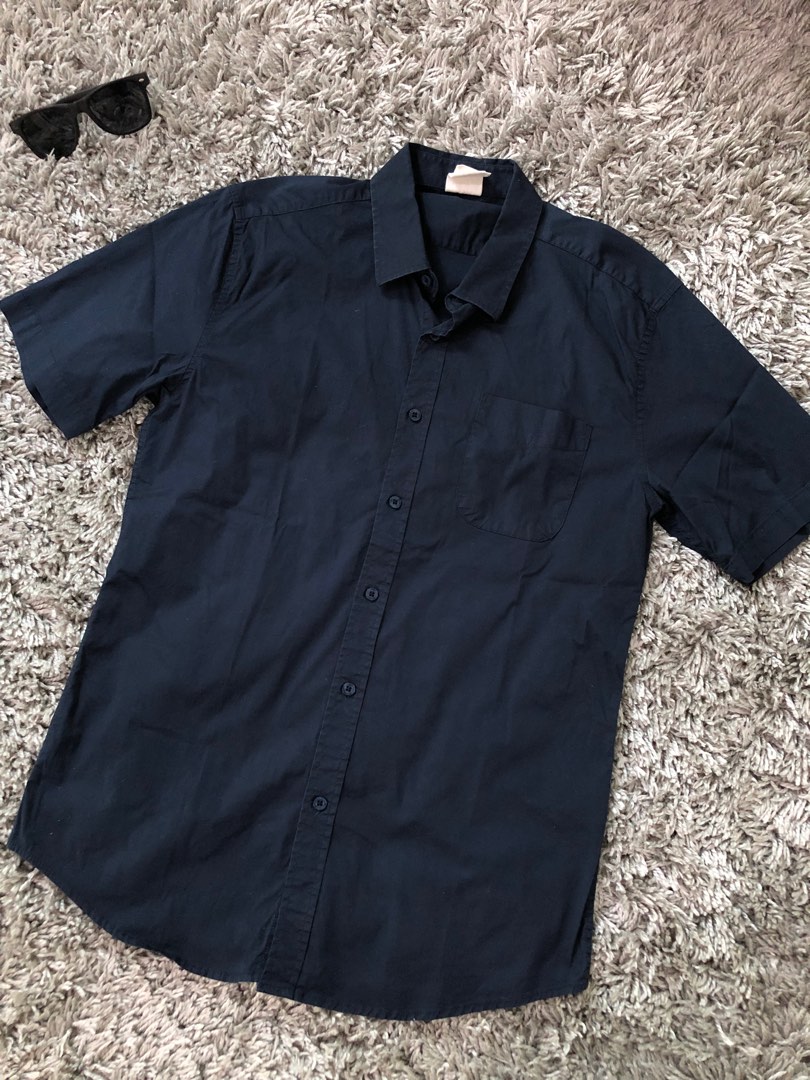 BENCH Dark Blue Button Down Shirt, Men's Fashion, Tops & Sets, Tshirts ...