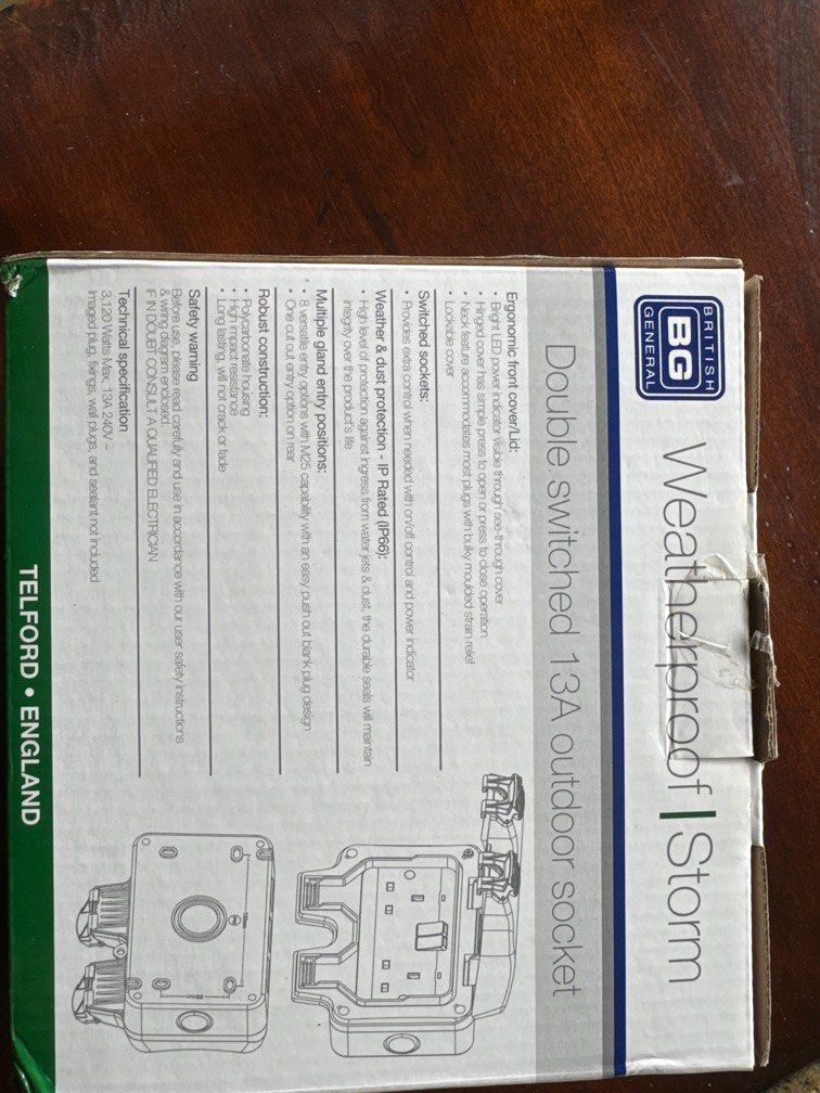 Bg Double Switched 13A Outdoor Socket, Everything Else on Carousell
