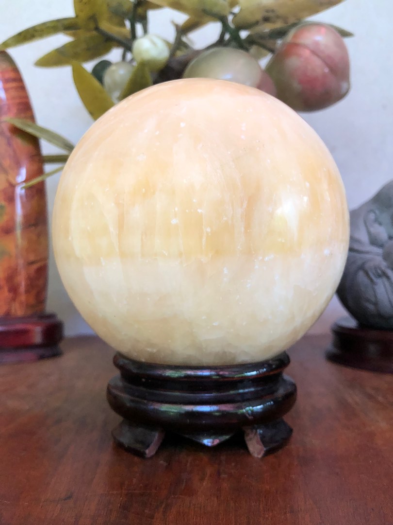 Big Calcite Sphere w Wooden Stand, Hobbies & Toys, Memorabilia ...