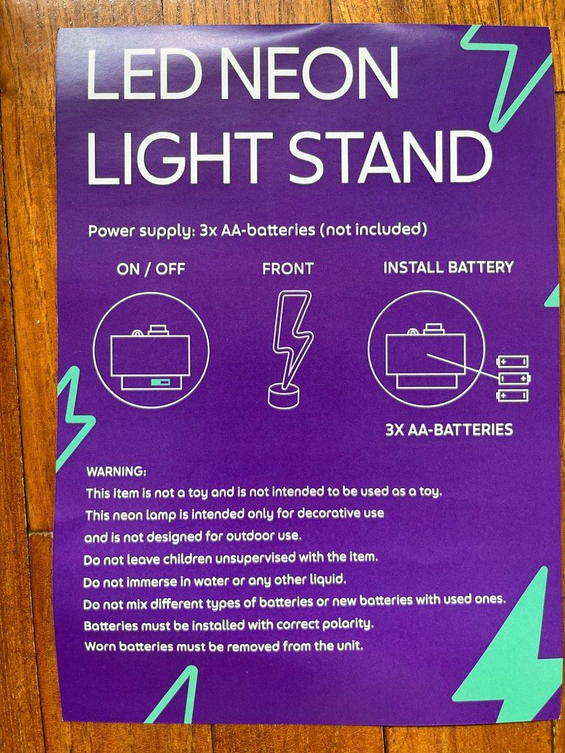 BNIB LED Neon Light Stand, Furniture & Home Living, Lighting & Fans ...