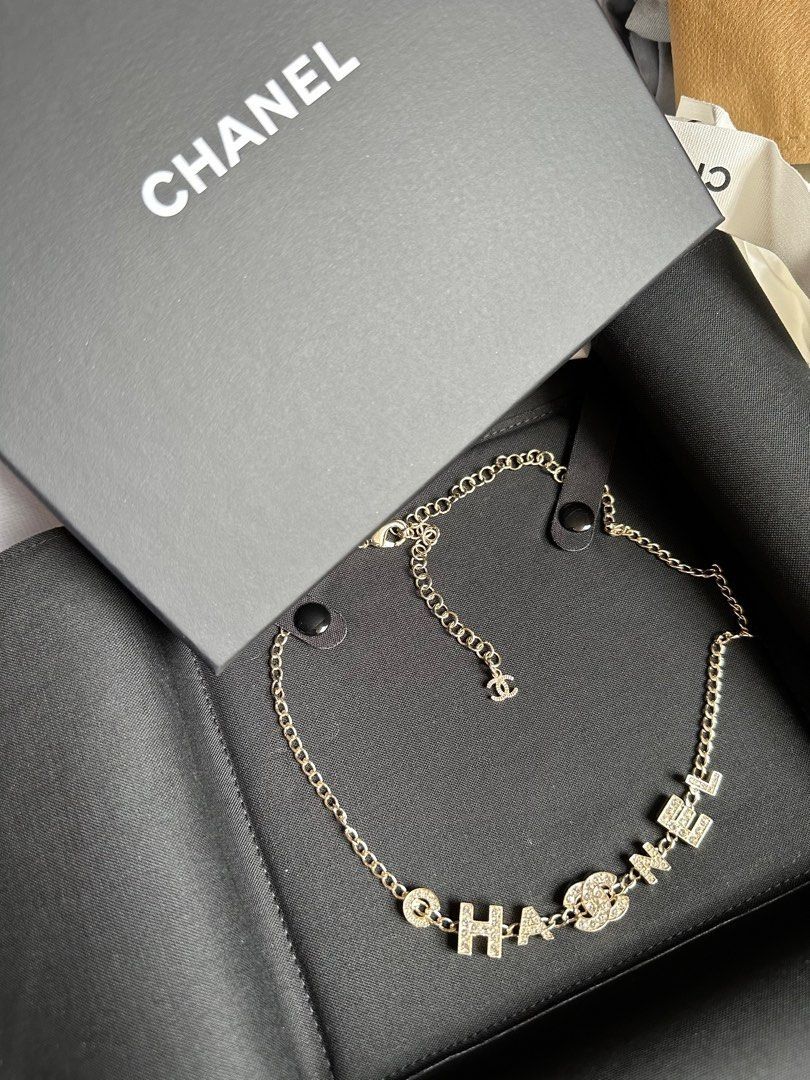 Chanel Alphabets Chain Necklace in Gold, Women's Fashion, Jewelry ...