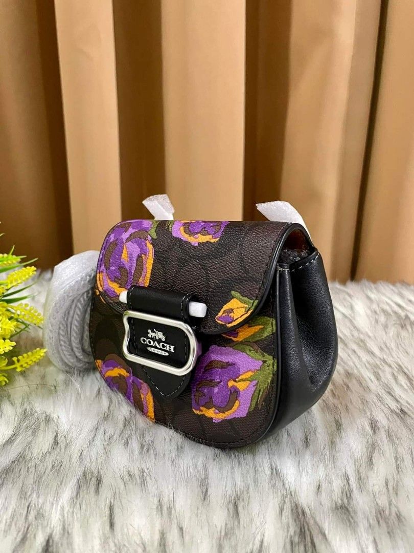 Coach Morgan Card Case On A Chain In Signature Canvas With Rose Print ...