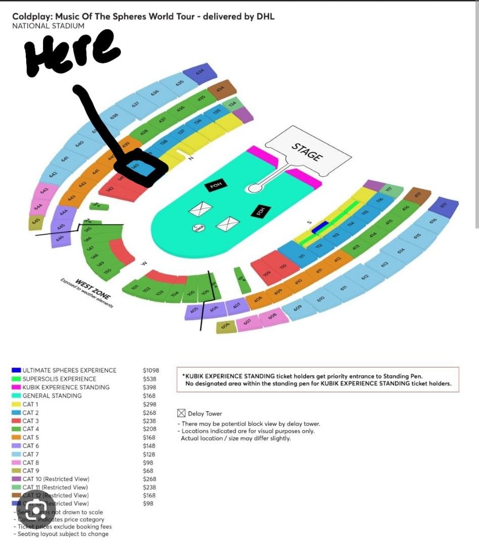 Coldplay 1x Cat 2 Ticket - 23 Jan 2024, Tickets & Vouchers, Event ...