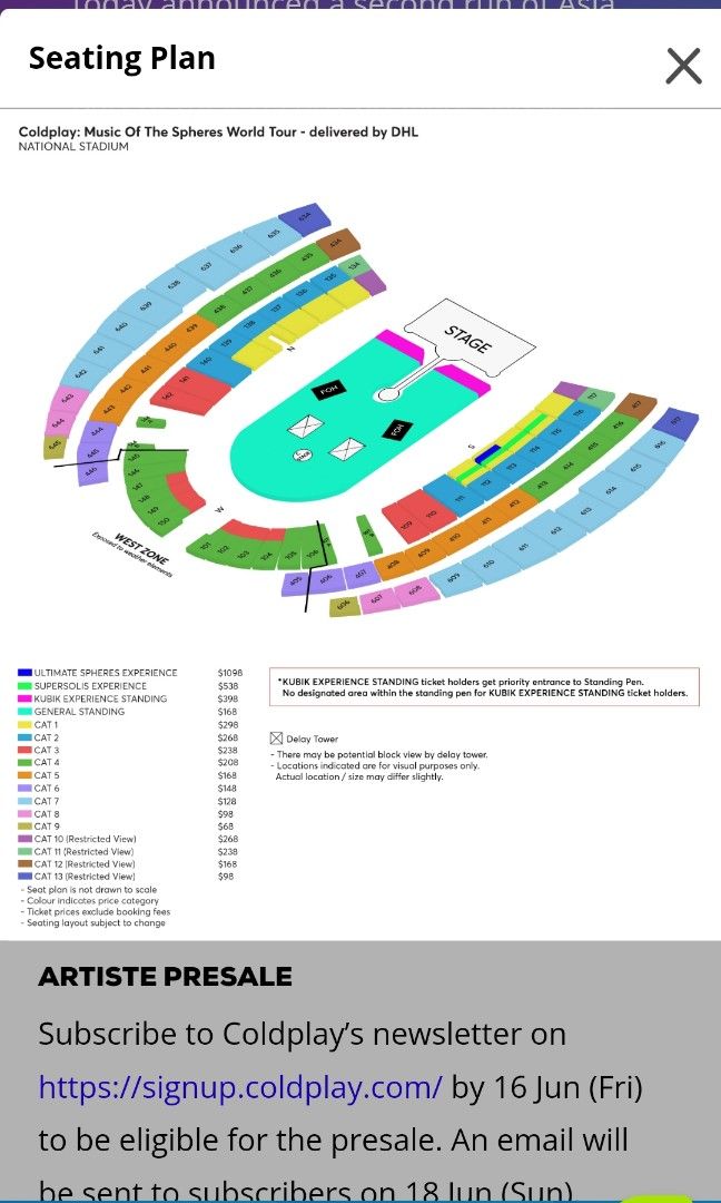 Coldplay General standing 30th Jan, Tickets & Vouchers, Event Tickets ...