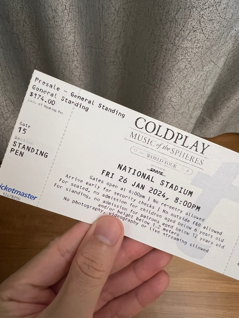 Coldplay ticket, Tickets & Vouchers, Event Tickets on Carousell