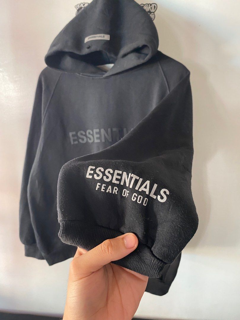 Fear of God Essentials SS20 Logo Black Hoodie Jacket, Men's Fashion ...